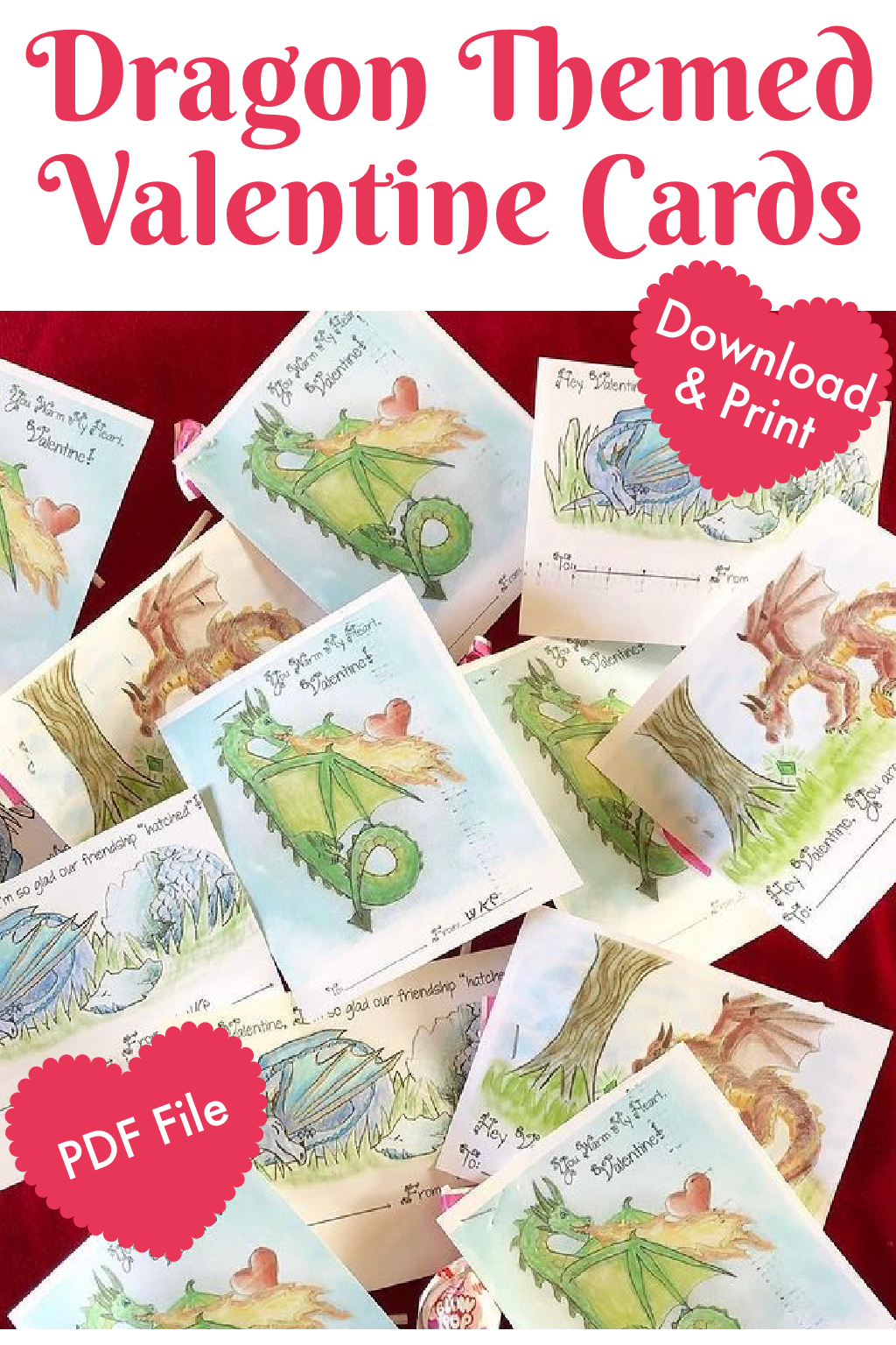 Printable Fantasy Dragon Valentine's Cards - Melinda Newson